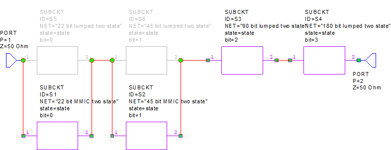 MMIC phase shifter 45 degree bit design