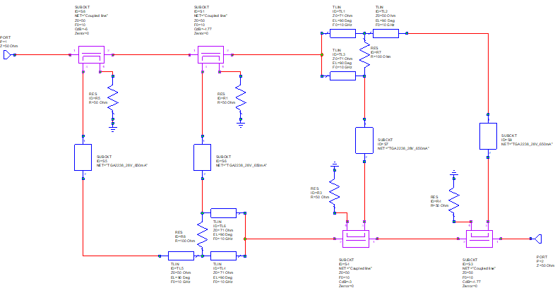 Serial coupled combiner