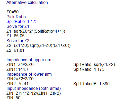 Unequal-split Wilkinson power divider simplified